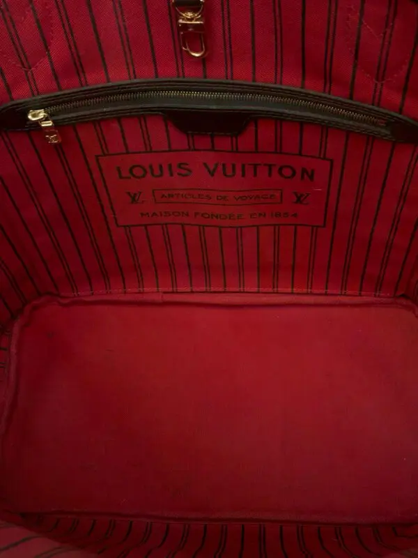 LOUIS VUITTON 2015 Damier Ebene Neverfull Mm Tote Bag - Brown