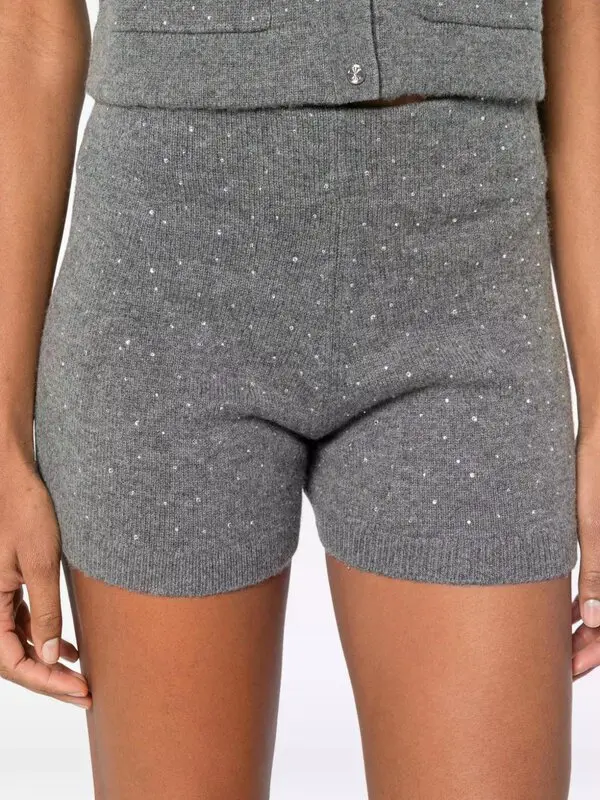 Maje Embellished Knit Shorts - Grey