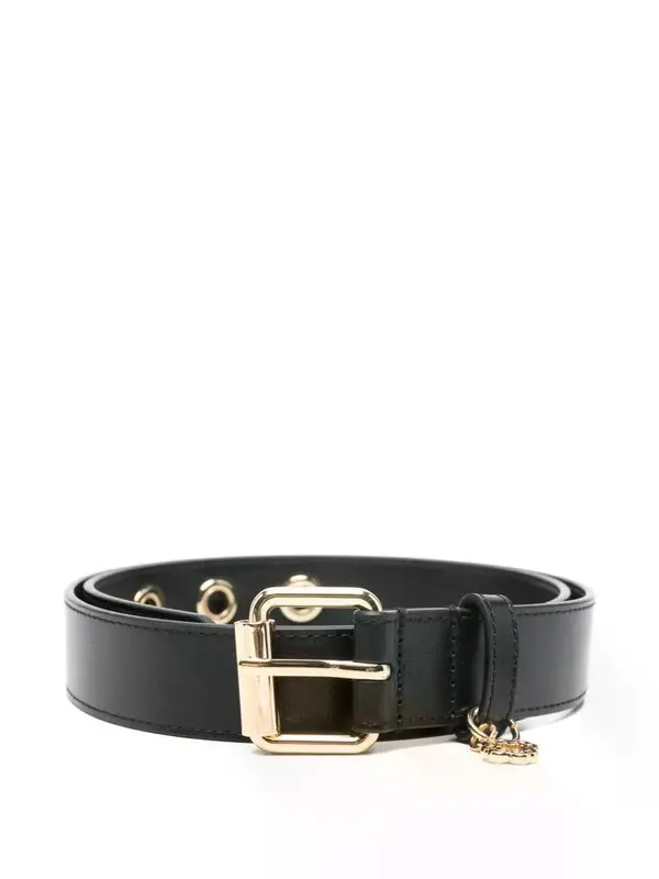 Maje Eyelet Flower Charm Belt - Black