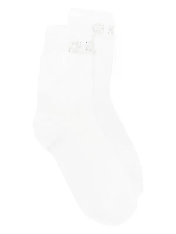 Maje Pearl Embellished Socks - White
