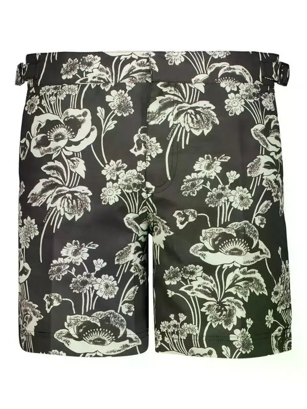 Commas Floral-print Swim Shorts - Black