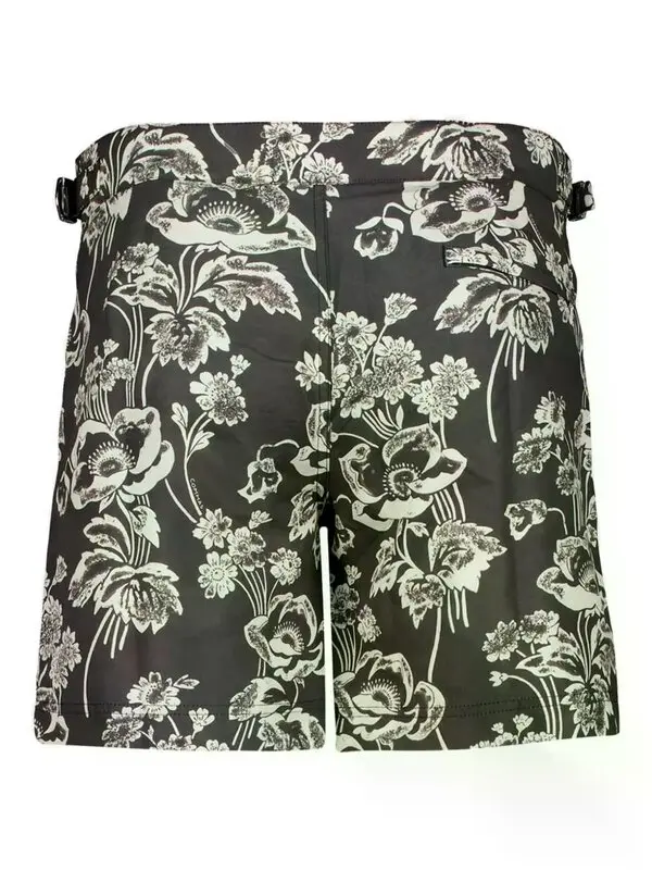 Commas Floral-print Swim Shorts - Black