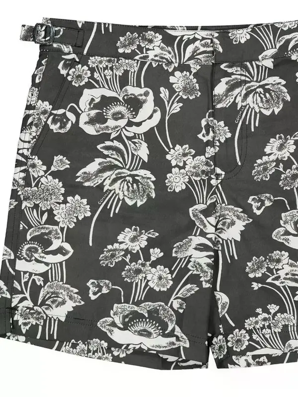 Commas Floral-print Swim Shorts - Black