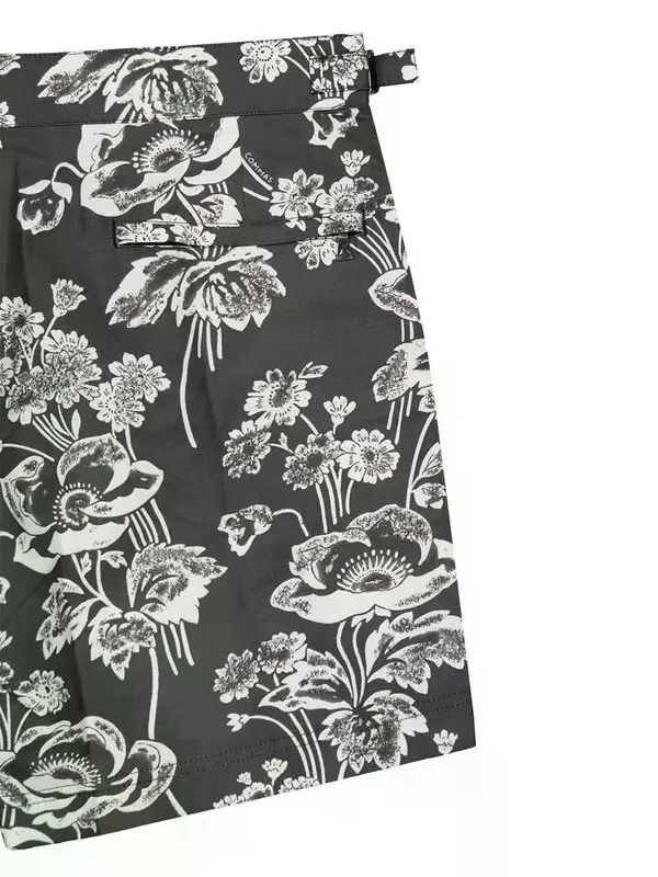 Commas Floral-print Swim Shorts - Black