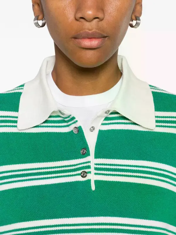 Maje Striped Long-sleeve Polo Top
