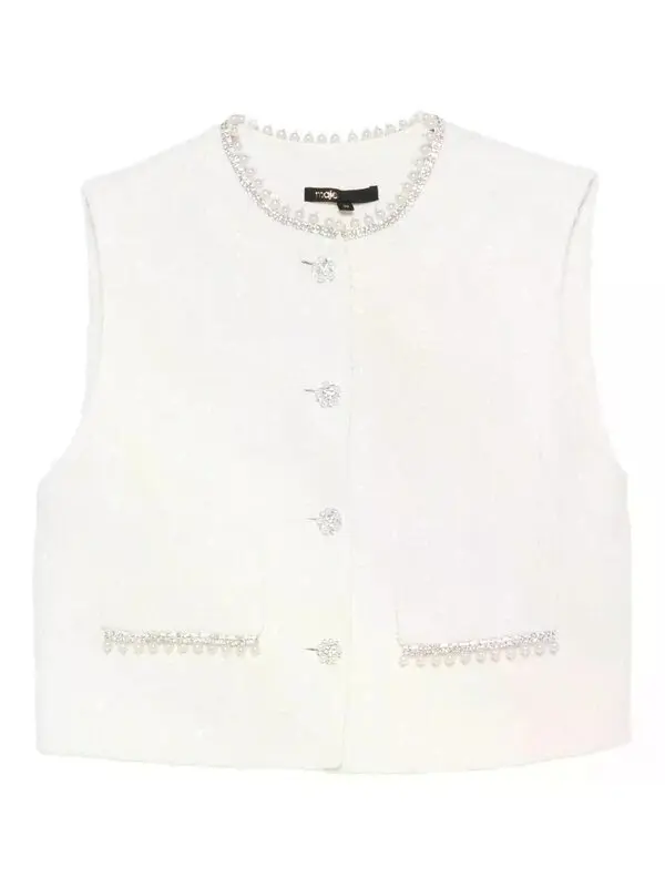 Maje Crystal-embellished Vest - Neutrals