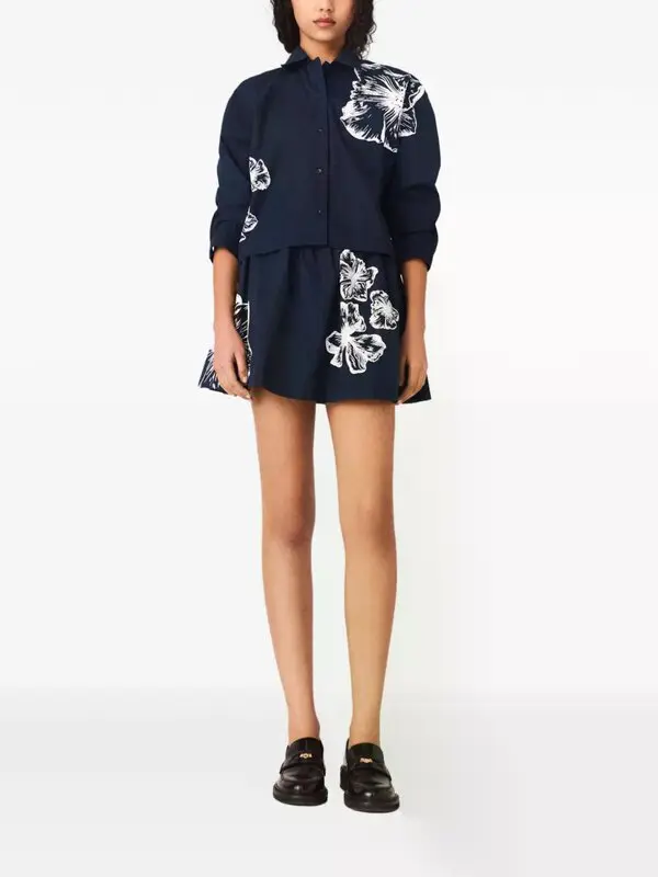 Maje Floral-print Button-down Shirt - Blue