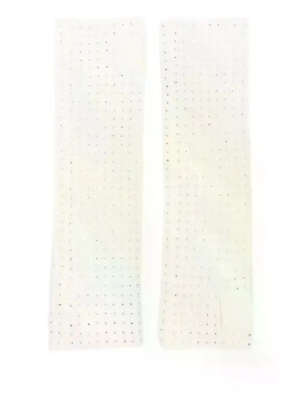 Maje Embellished Wool Gloves - Neutrals
