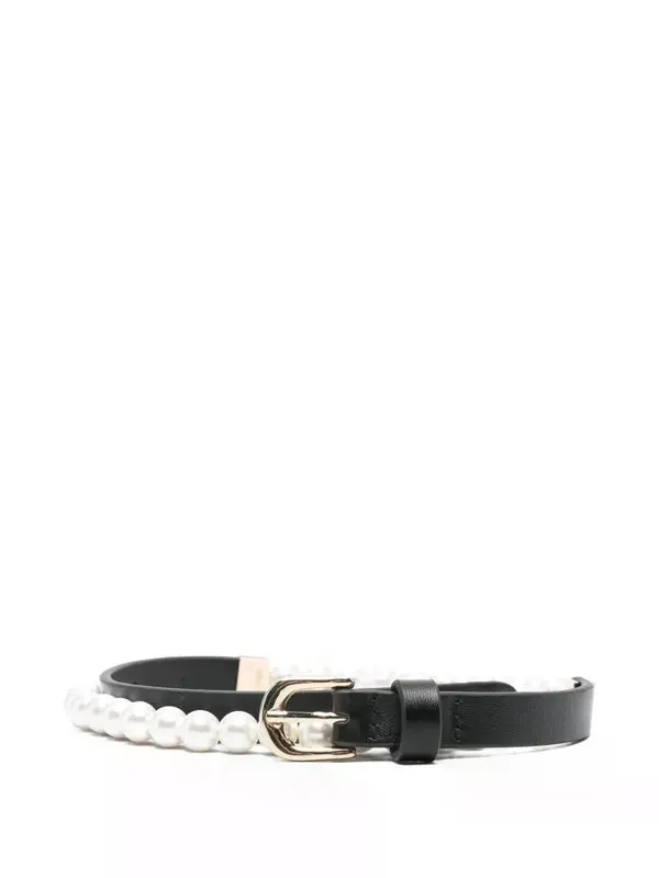 Maje Pearl Buckle Leather Belt - Black