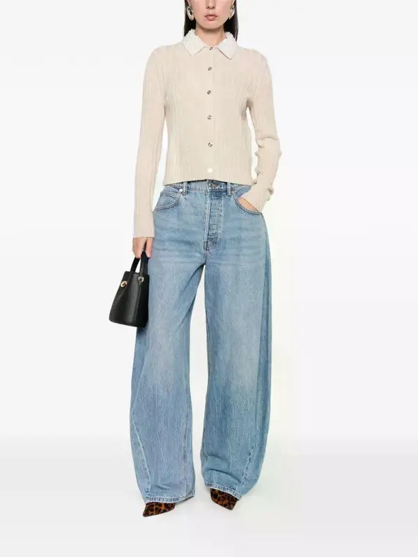 Maje Beaded-collar Cardigan - Neutrals