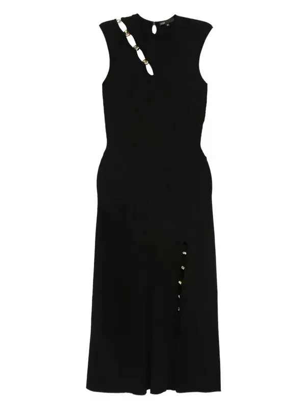 Maje Rib Knit Cut-out Maxi Dress With Gold-tone Hardware