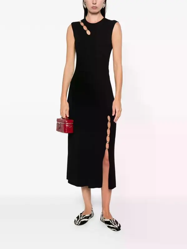Maje Rib Knit Cut-out Maxi Dress With Gold-tone Hardware
