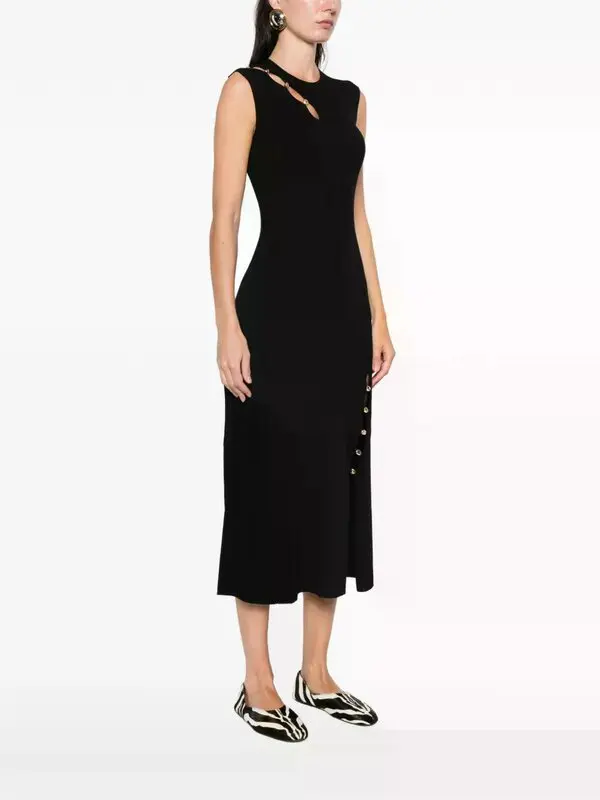 Maje Rib Knit Cut-out Maxi Dress With Gold-tone Hardware