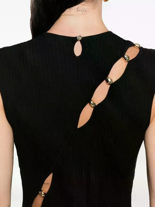 Maje Rib Knit Cut-out Maxi Dress With Gold-tone Hardware