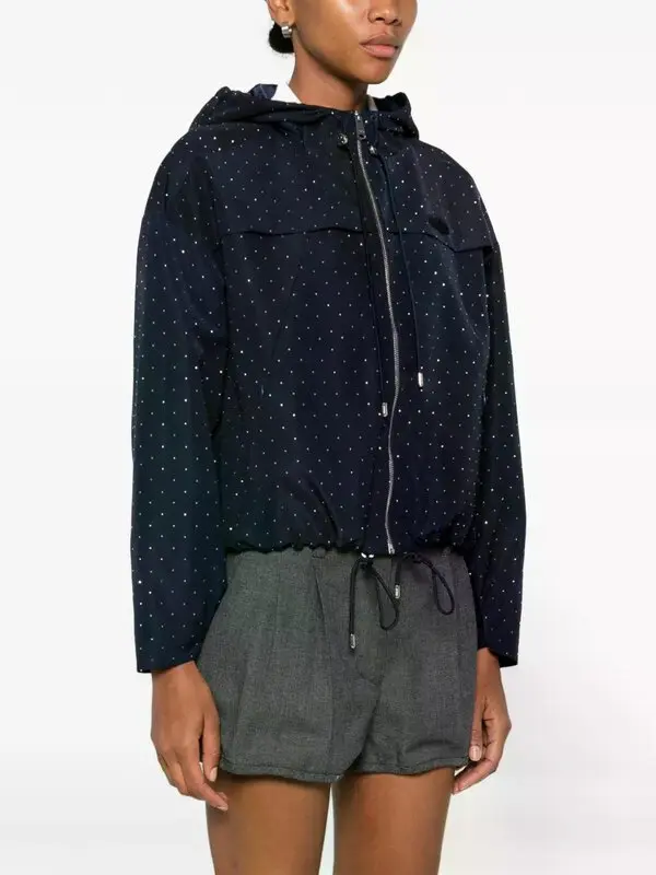 Maje Rhinestone-embellished Hooded Jacket - Blue