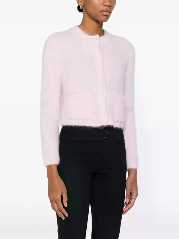 Maje Jewelled Bow Cardigan - Pink