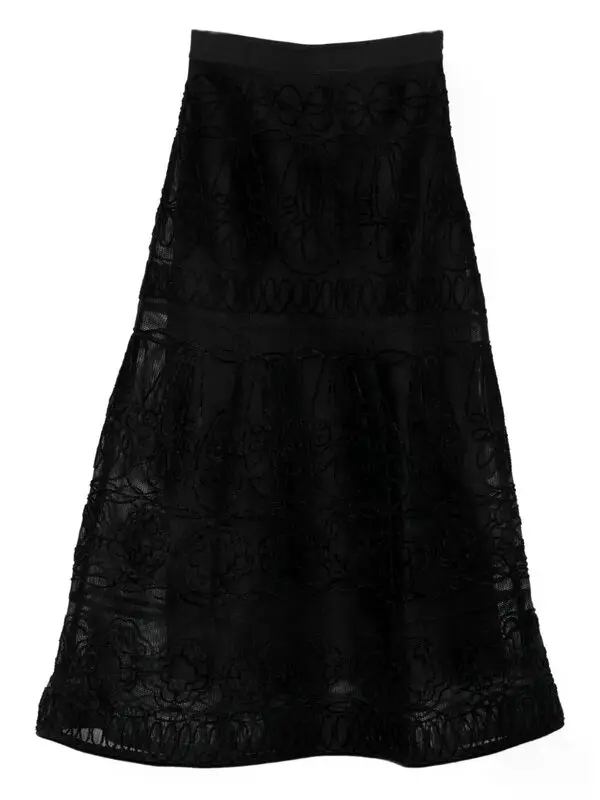 Maje Embroidered Basket-weave Knit Maxi Skirt