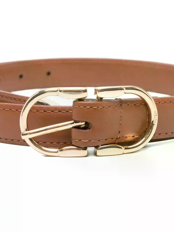 Maje Leather Belt With Gold-tone Buckle - Brown