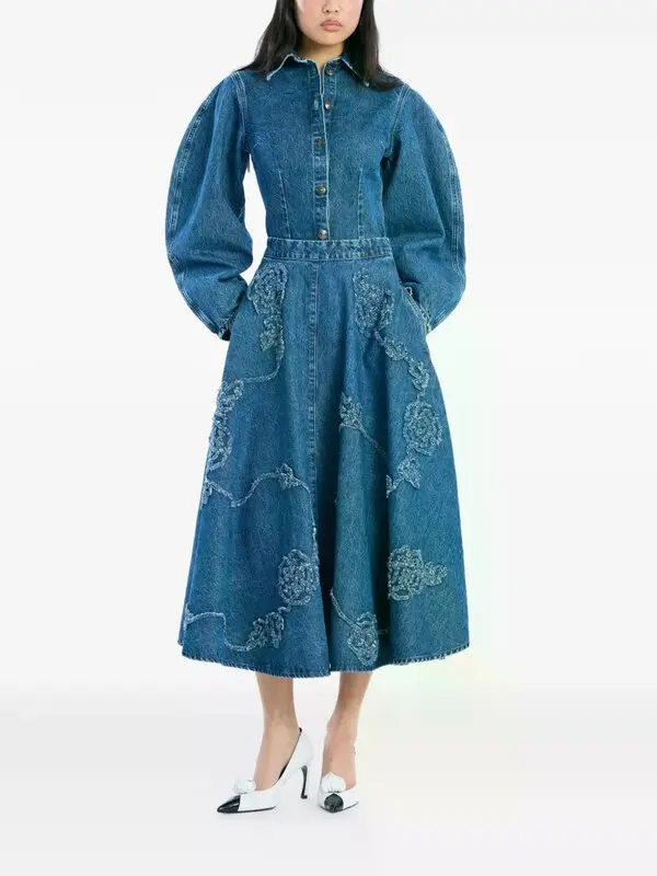 ROTATE BY BIRGER CHRISTENSEN Fitted Denim Shirt