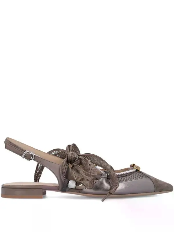 Pinko Testa Di Moro Point-toe Ribbon Detail Slingback Ballet Flats - Brown