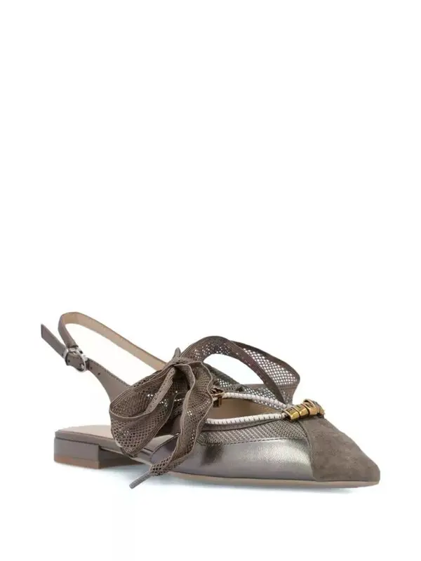 Pinko Testa Di Moro Point-toe Ribbon Detail Slingback Ballet Flats - Brown