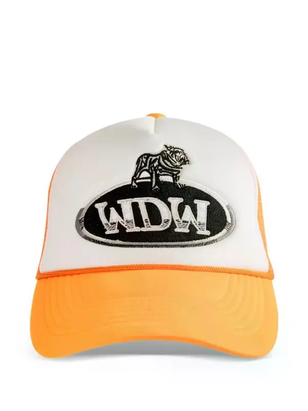 WHO DECIDES WAR BY EV BRAVADO Applique Baseball Cap - White