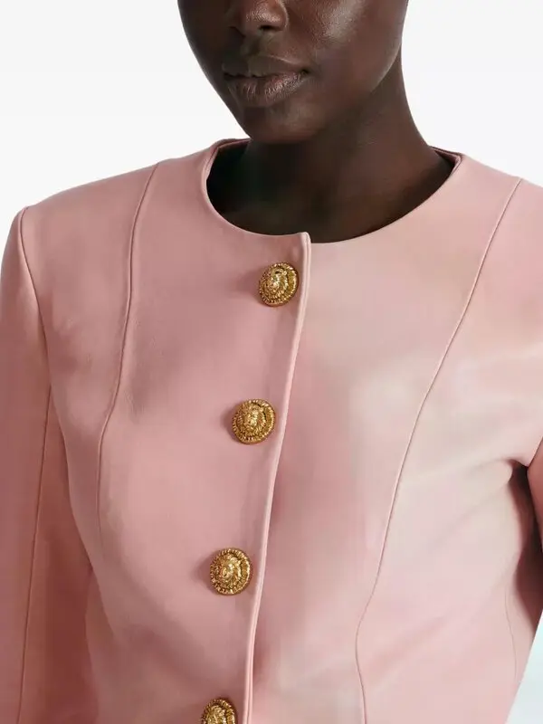 Balmain Button Lambskin Jacket - Pink