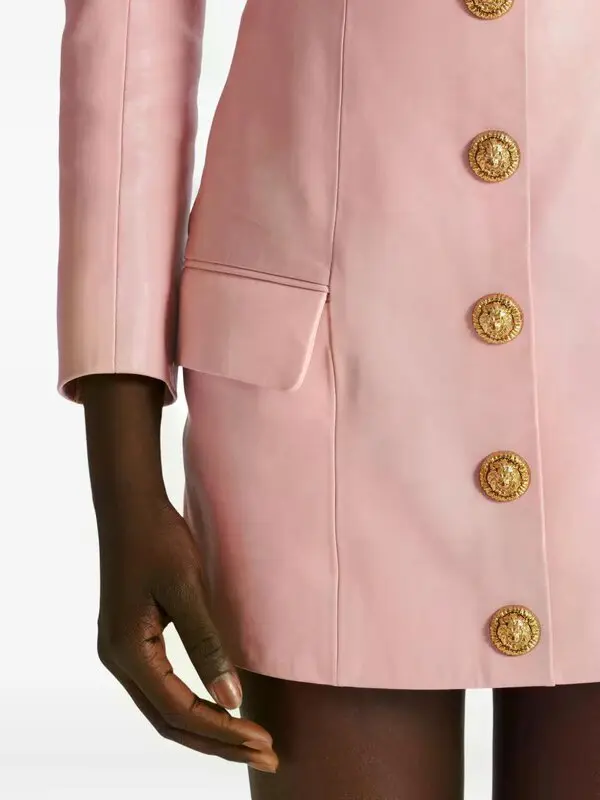 Balmain Lambskin Mini Skirt With Buttons - Pink