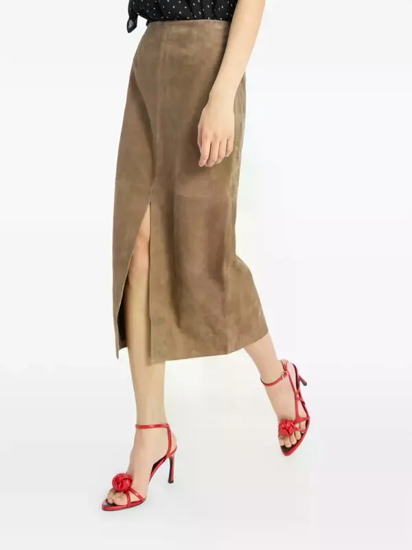 ROTATE BY BIRGER CHRISTENSEN Suede Midi Pencil Skirt