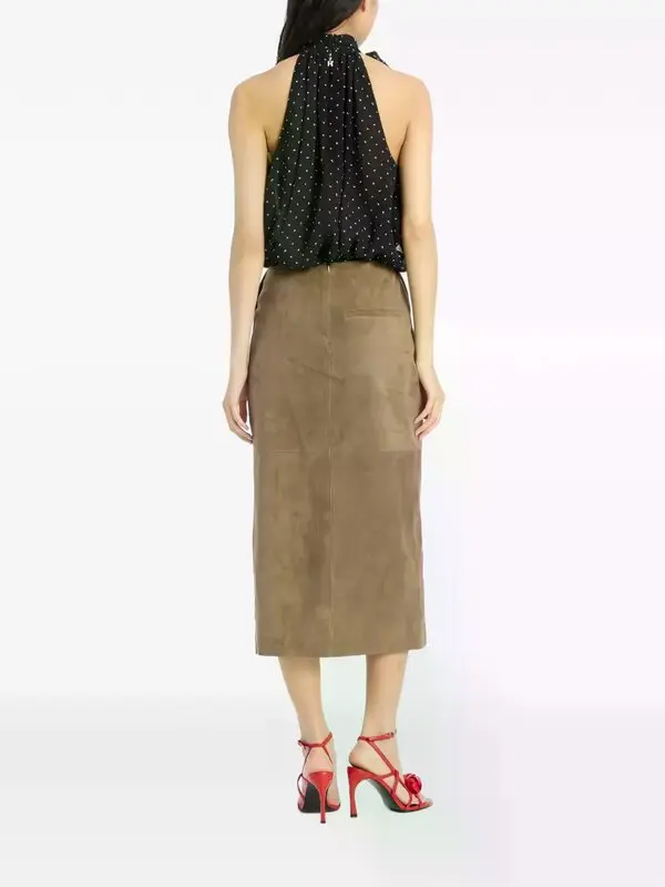 ROTATE BY BIRGER CHRISTENSEN Suede Midi Pencil Skirt