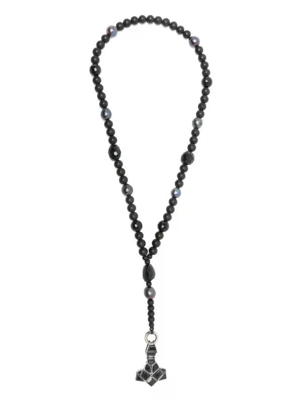 KUNDO Beaded Hammer Pendant Necklace - Black