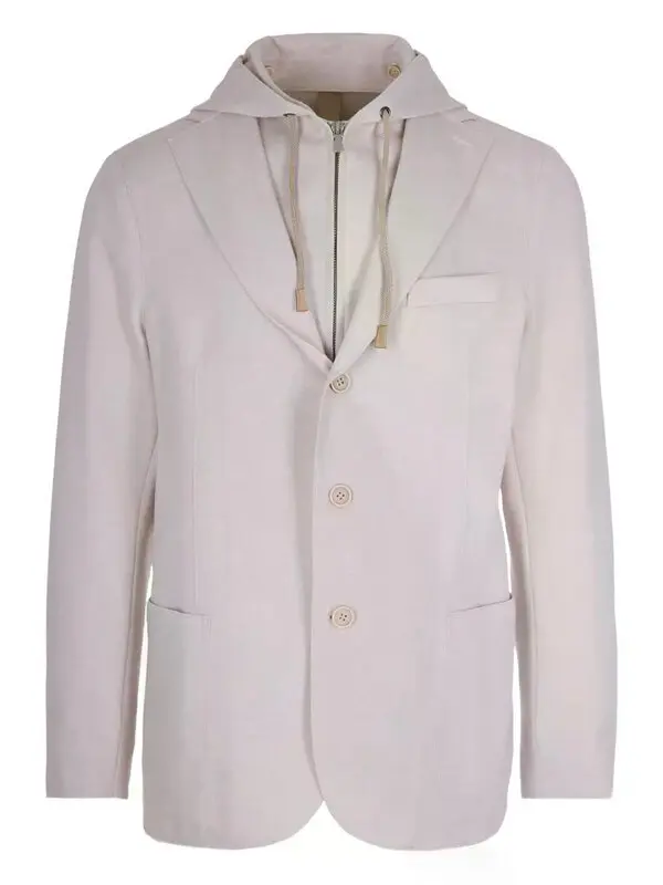 Eleventy Hooded Buttoned Jacket - Blue