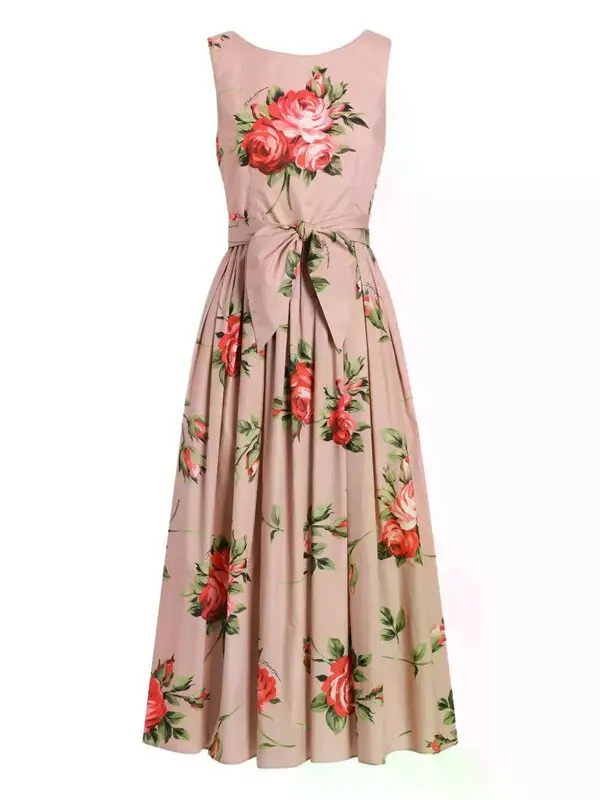 Dolce & Gabbana Floral Print Tie Dress - Neutrals