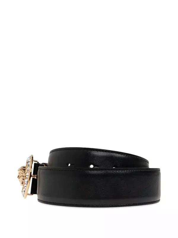 Versace Crystal-embellished Medusa-buckle Belt - Black