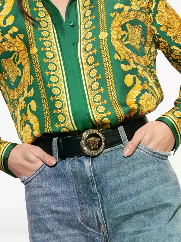 Versace Crystal-embellished Medusa-buckle Belt - Black