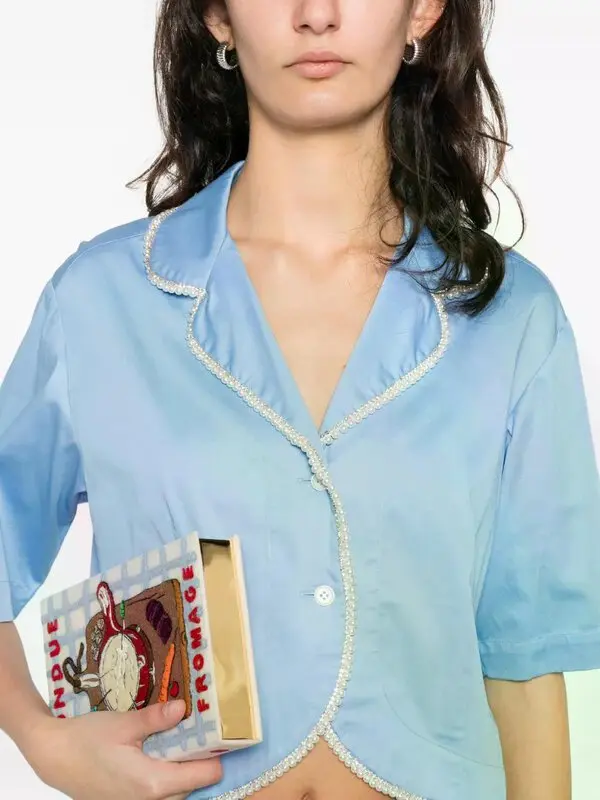 Sandro Beaded Lapel Collar Shirt