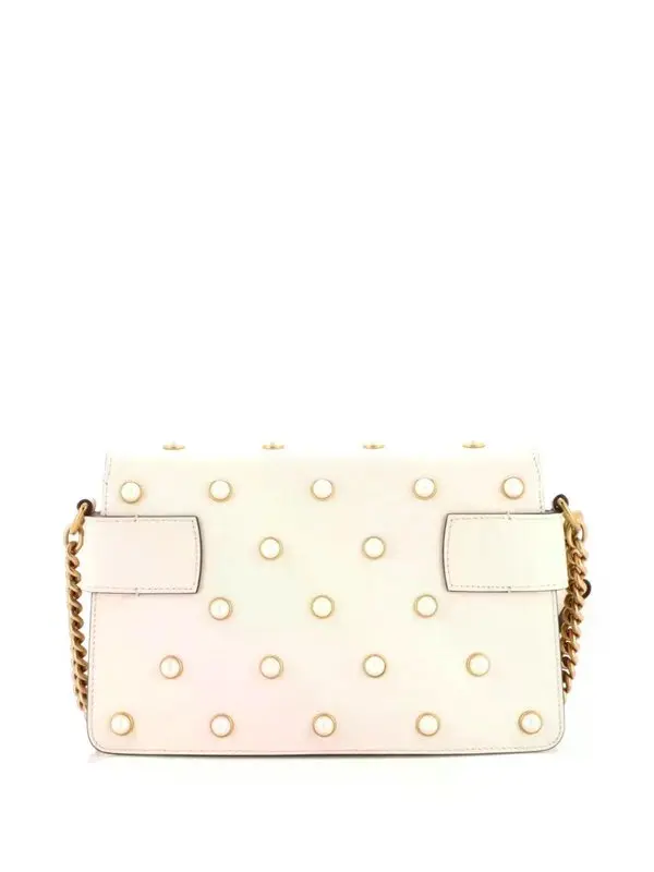 Gucci Broadway Pearly Bee Embellished Leather Mini Shoulder Bag - Neutrals