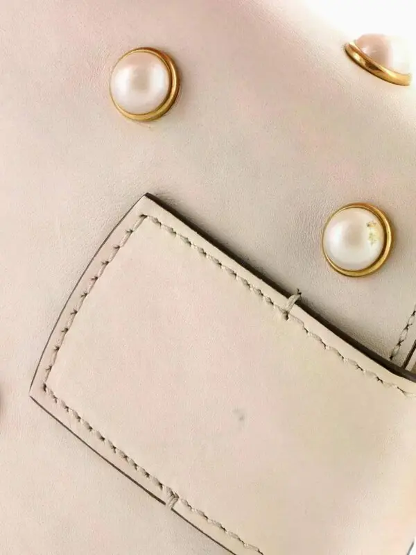 Gucci Broadway Pearly Bee Embellished Leather Mini Shoulder Bag - Neutrals