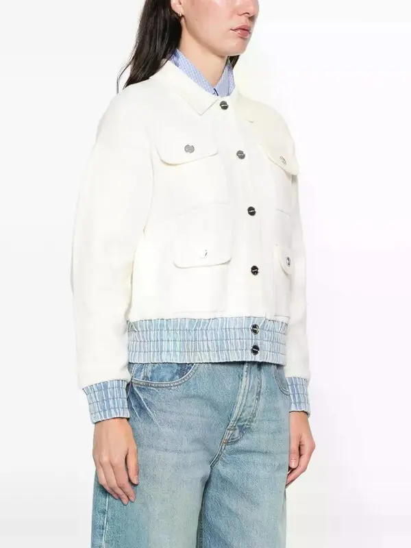 Sandro Oversized Cardigan With Denim Details - Neutrals