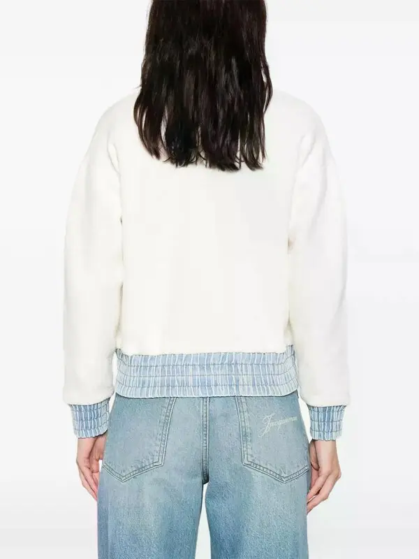 Sandro Oversized Cardigan With Denim Details - Neutrals