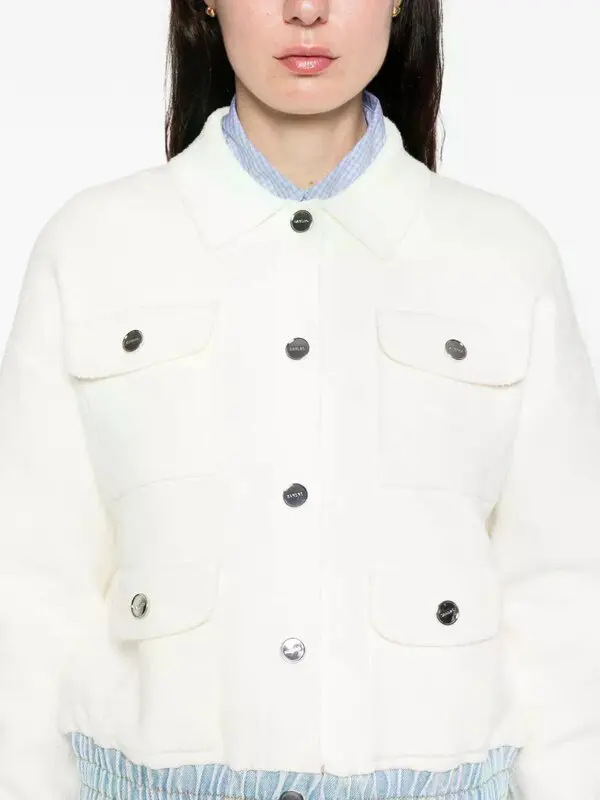 Sandro Oversized Cardigan With Denim Details - Neutrals
