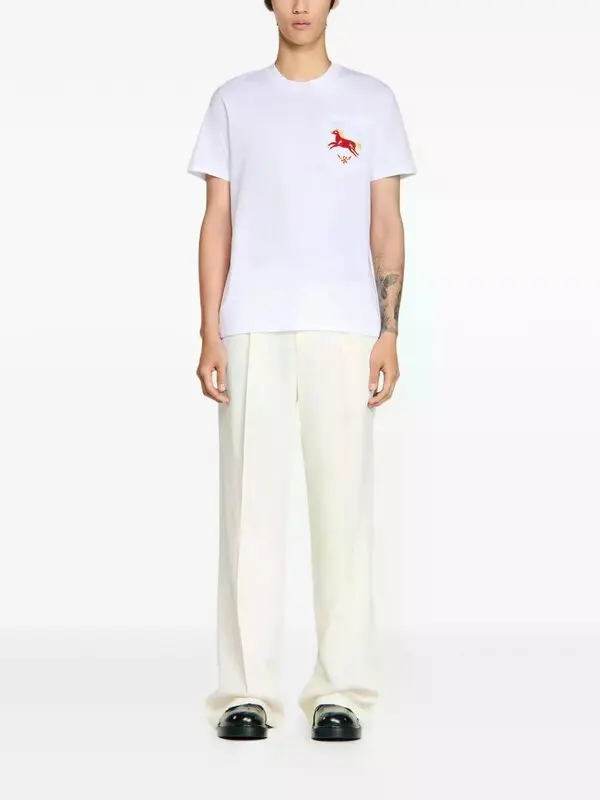 Sandro Embroidered Horse Cotton T-shirt - White