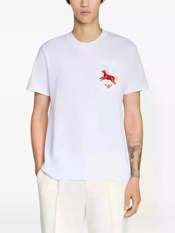 Sandro Embroidered Horse Cotton T-shirt - White