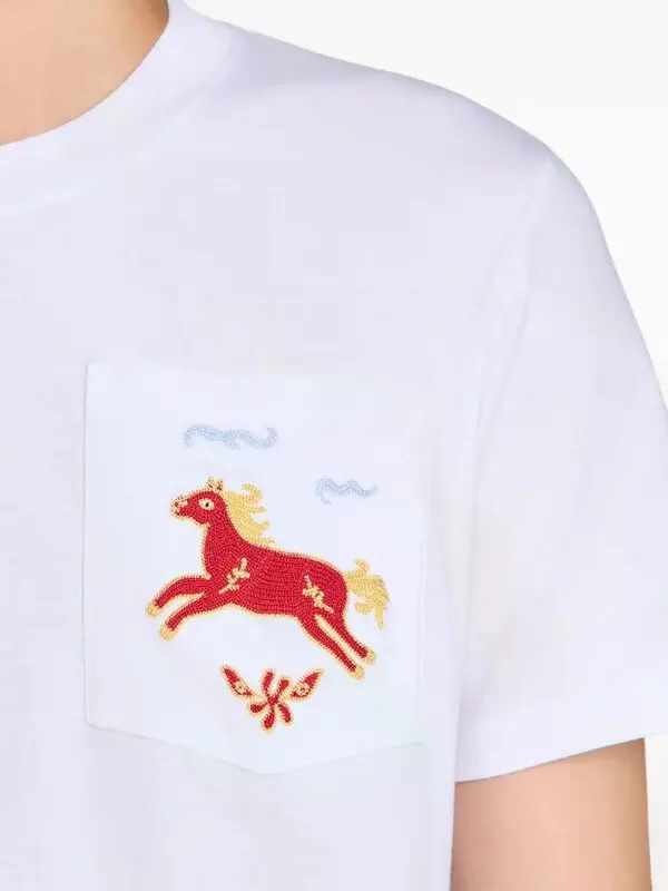 Sandro Embroidered Horse Cotton T-shirt - White