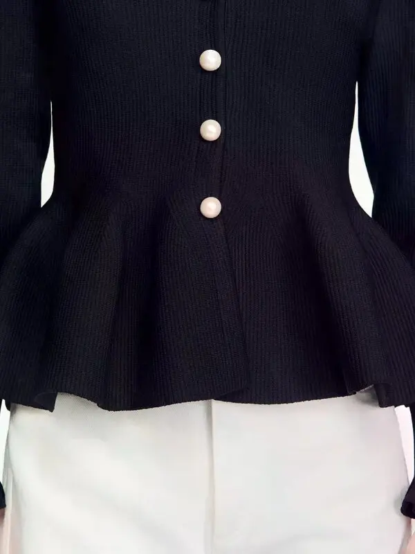 Sandro Textured Peplum Cardigan
