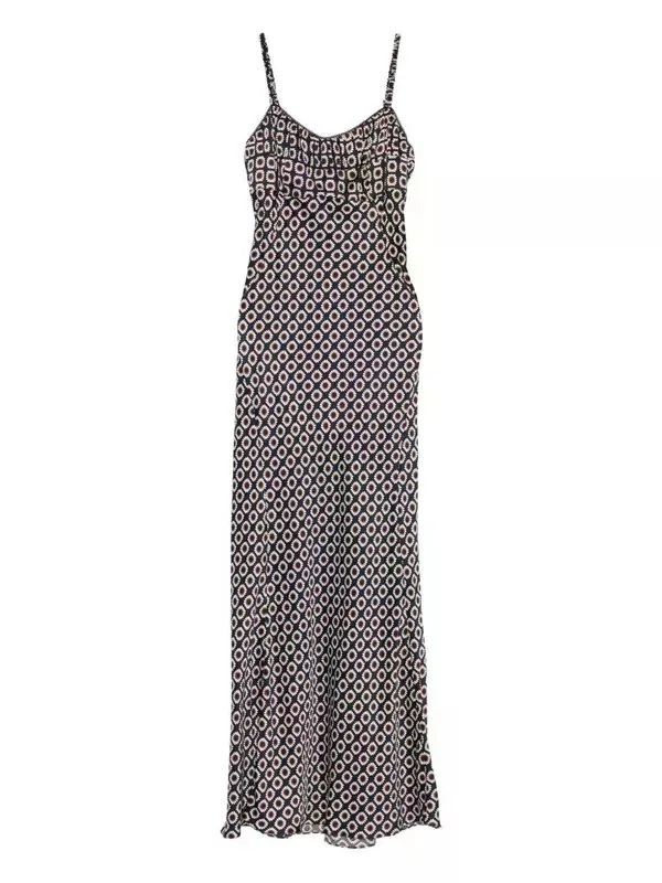 Sandro Printed Lace-up Maxi Dress