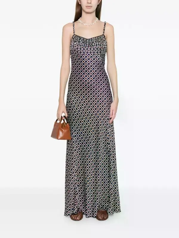 Sandro Printed Lace-up Maxi Dress