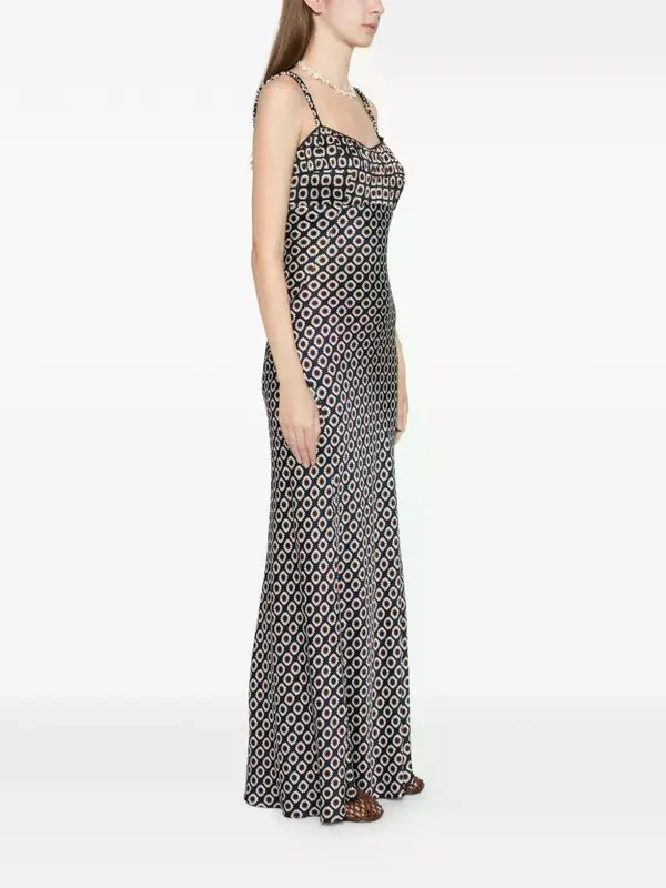 Sandro Printed Lace-up Maxi Dress