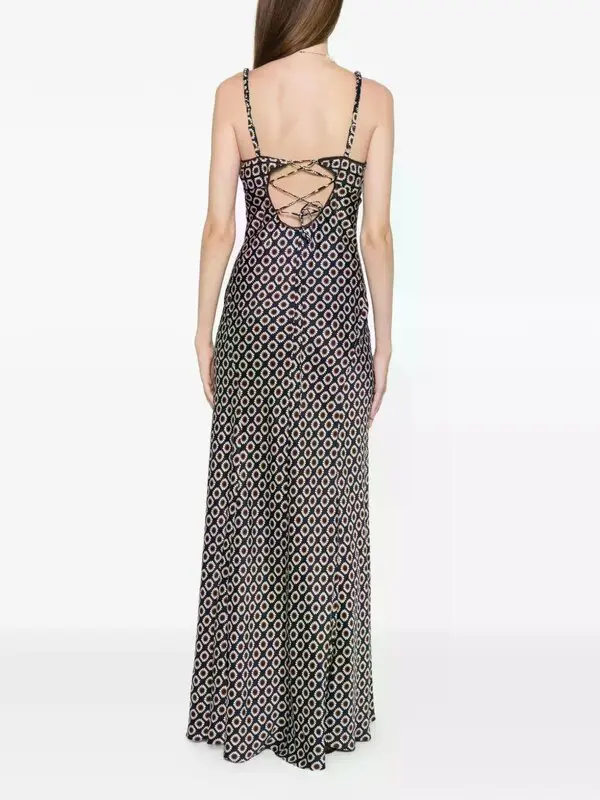 Sandro Printed Lace-up Maxi Dress