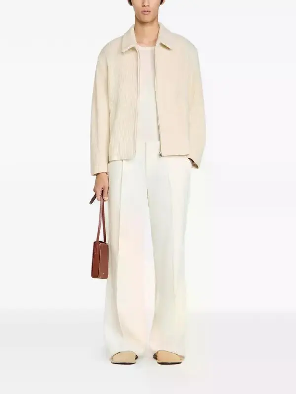 Sandro Knit-effect Jacket With Shirt Collar And Zip Closure